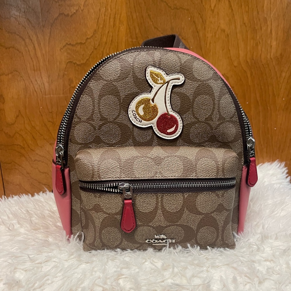 Coach Charlie Signature Cherry Mini Backpack - Gem